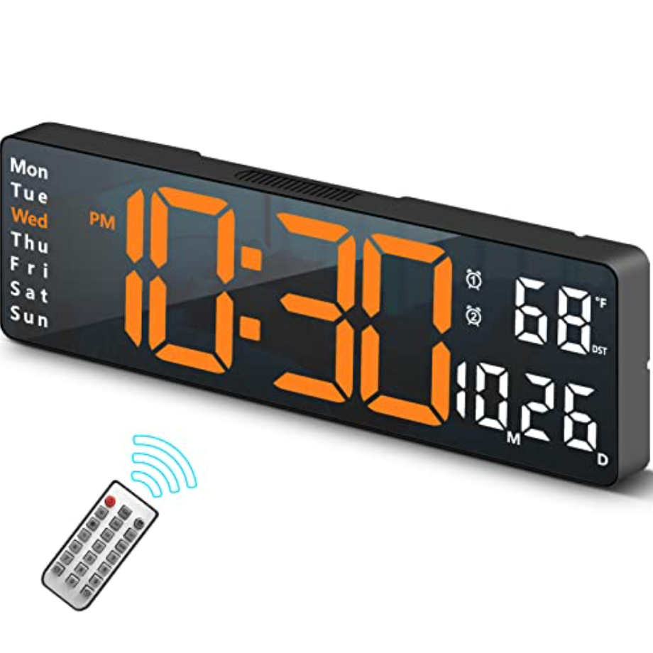 (6629) 13-inch Large LED Display Digital Clock Remote Control with ...