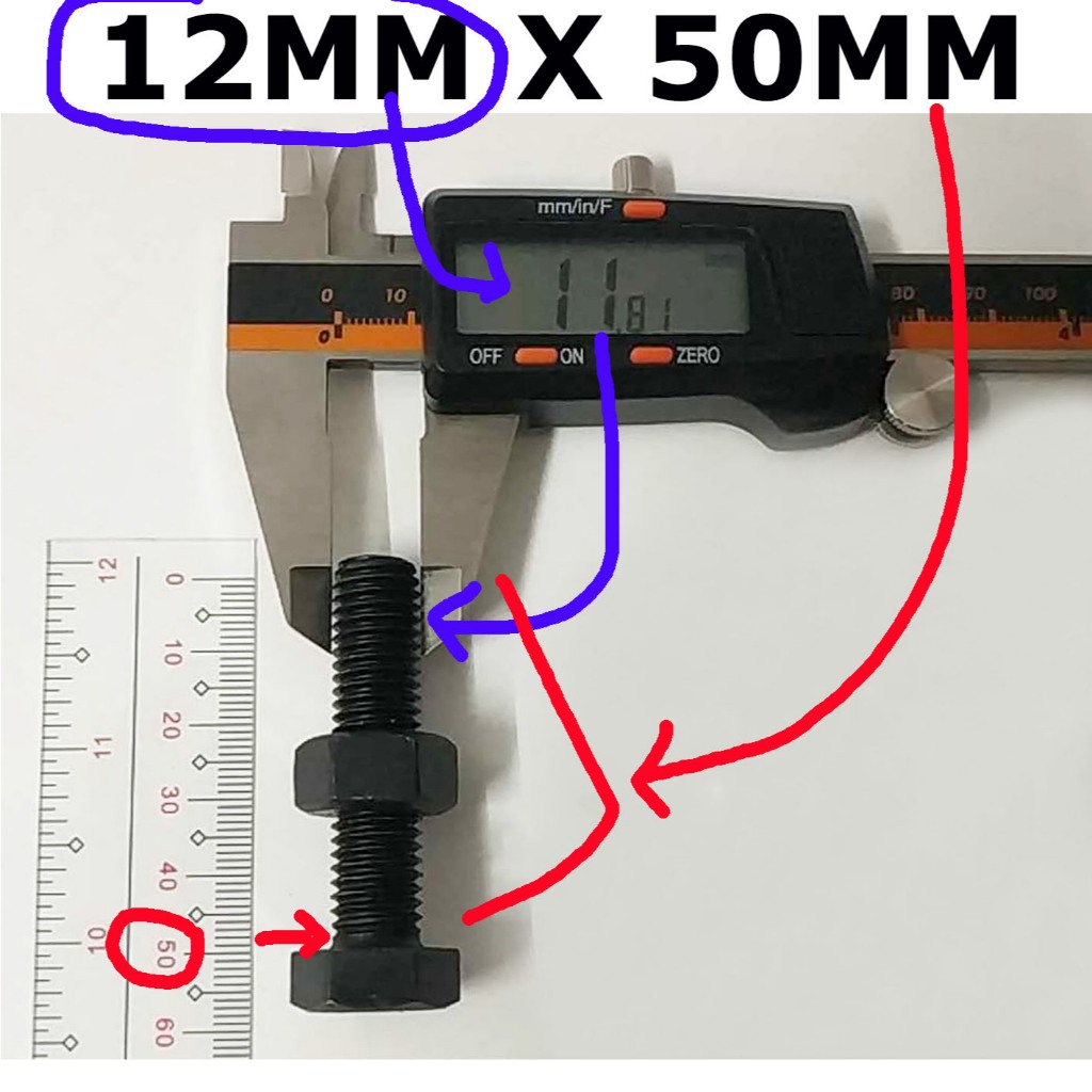 HT BOLT 12MM X 50MM WITH 1 PIECE NUT HI TENSILE ...