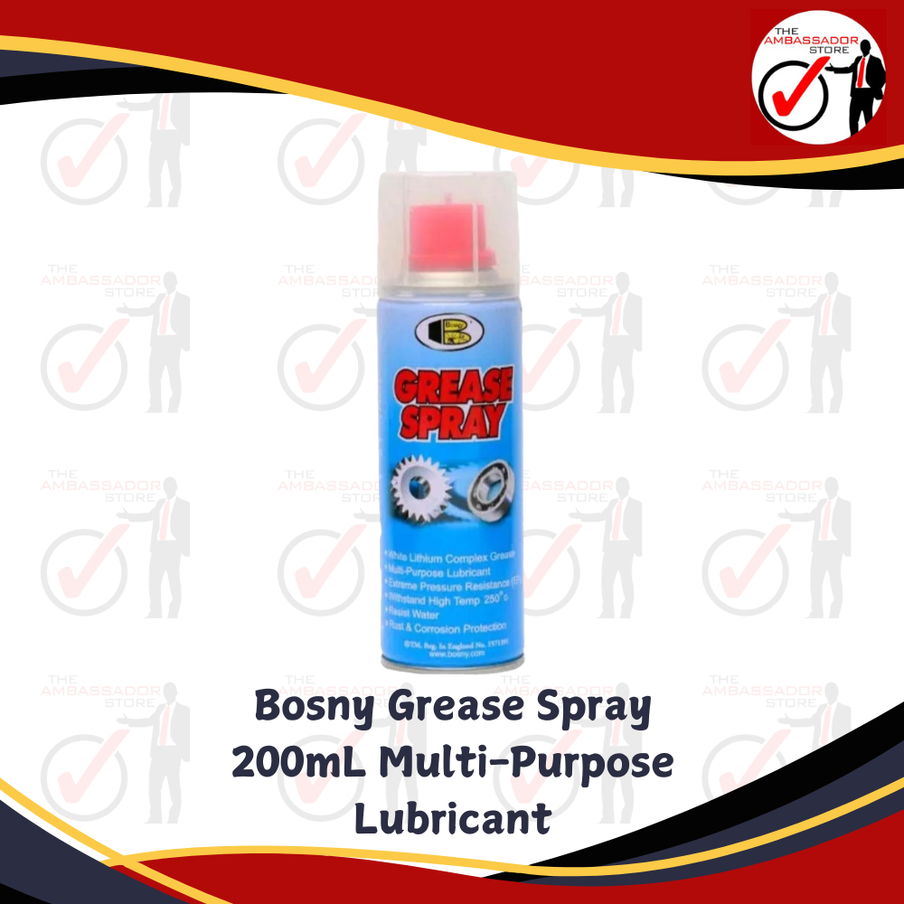 Bosny Grease Spray 200mL Multi-Purpose Lubricant White Lithium Complex ...