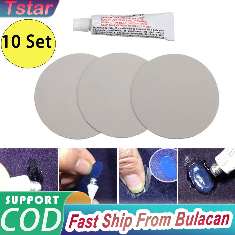 10 Set Inflatable Repair Kit PVC Patches Glue Air Mattress Inflating ...