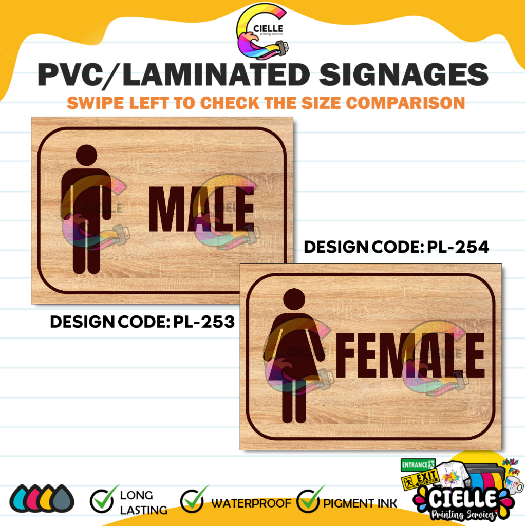 PVC/LAMINATED/STICKER SIGNAGES (PL-253&PL-254) - MALE/FEMALE Toilet ...