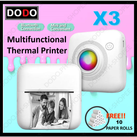 X3 Portable Mini Pocket Printer Instant Inkless BT Thermal Wireless ...