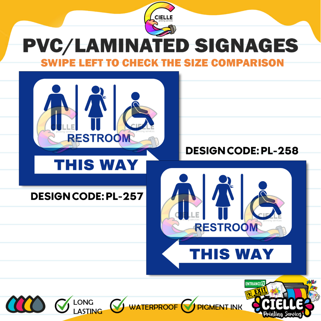PVC/LAMINATED/STICKER SIGNAGES (PL-257&PL-258) - Restroom/Bathroom ...