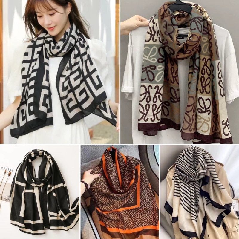 Women’s Fashion Long Square Printed Scarf | Shopee Philippines