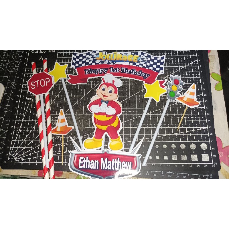 customized photo printed cake toppers Jollibee star red and yellow ...