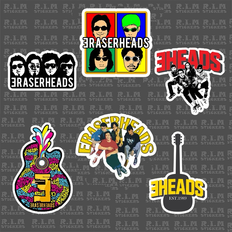 ERASERHEADS ROCK BAND VINYL STICKERS waterproof laminated high quality ...