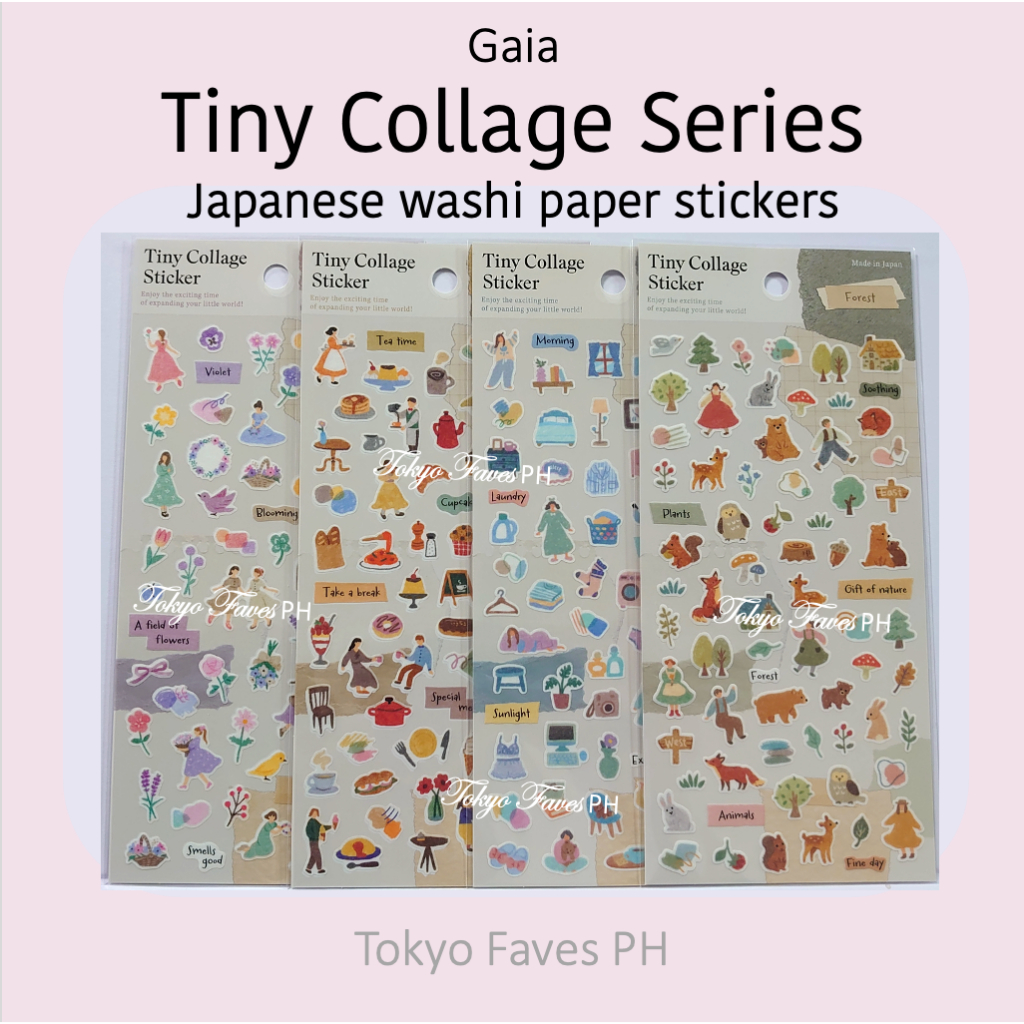 Daiso Seria Can Do Gaia Tiny Collage Series Japanese washi paper stickers | Shopee Philippines