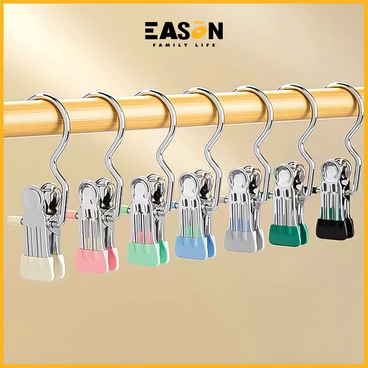 Eason Portable Colorful Stainless Steel Anti-slip Clip/ Closet Space ...