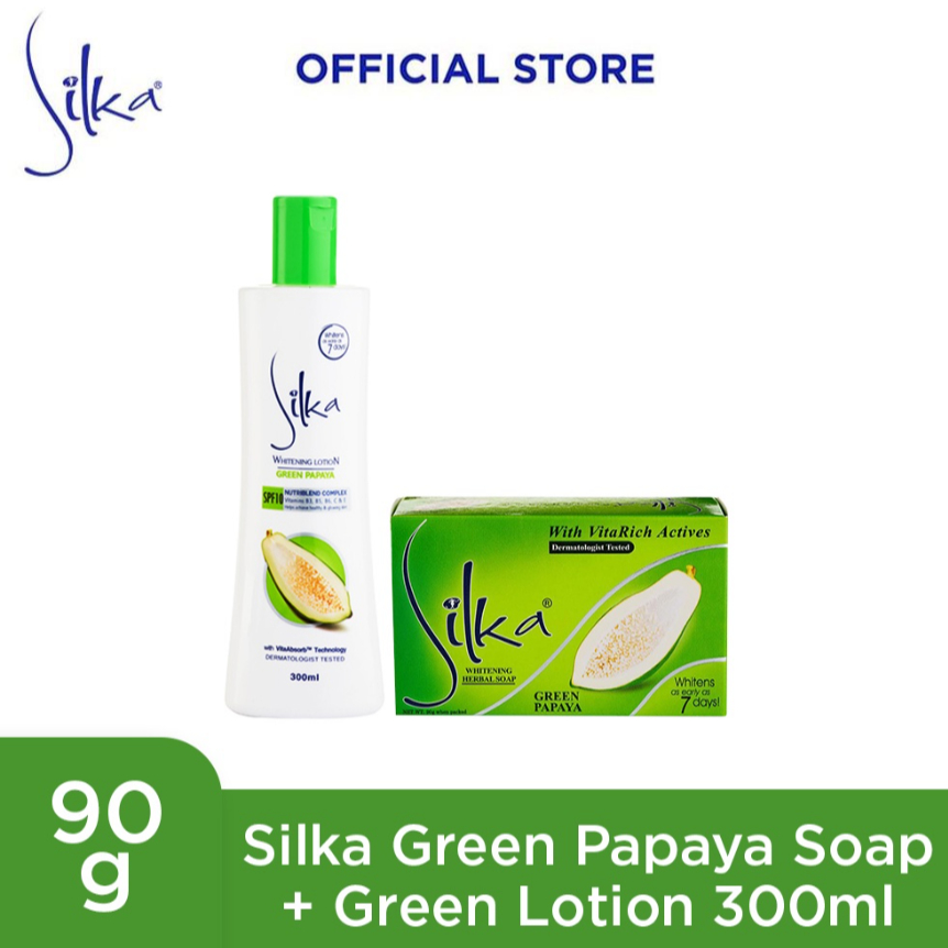 Silka Green Papaya Soap 90g + Green Lotion 300ml | Shopee Philippines