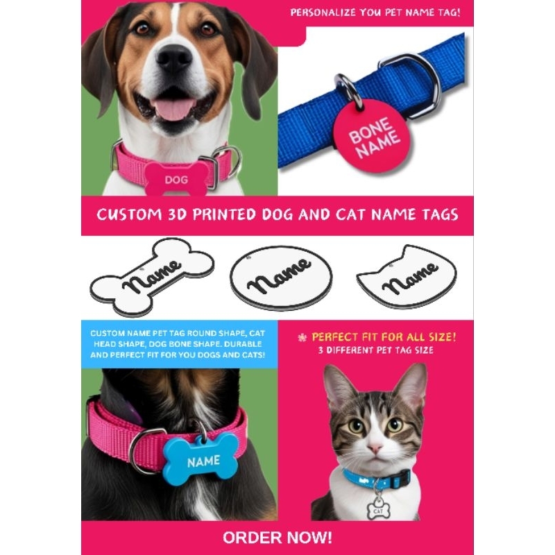 Customizable 3D Printed Pet Name Tag. | Shopee Philippines