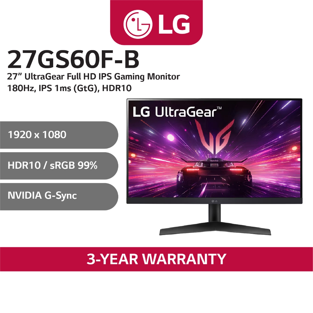LG 27GS60F-B UltraGear 27" Gaming Monitor for PC Gaming, Home Gaming ...