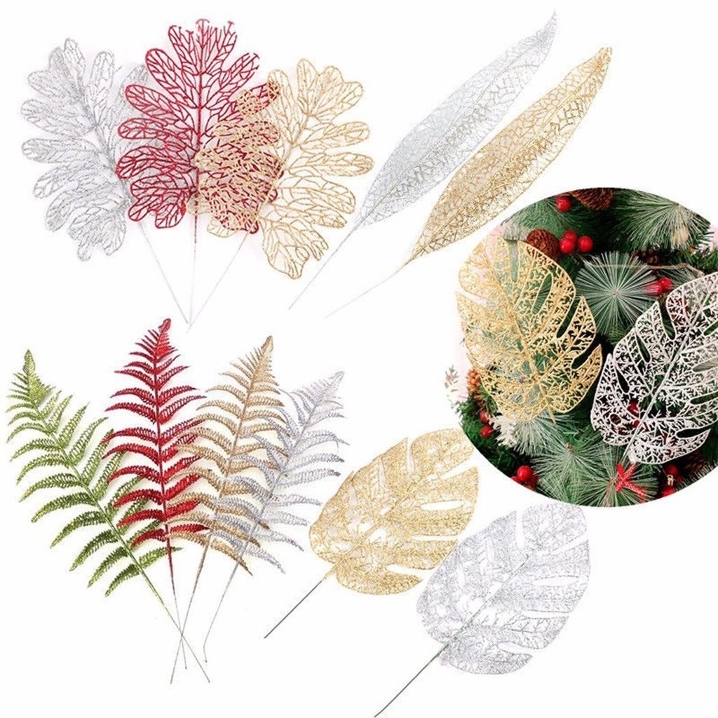 Glitter Christmas tree leaf branches Christmas decoration branches and ...