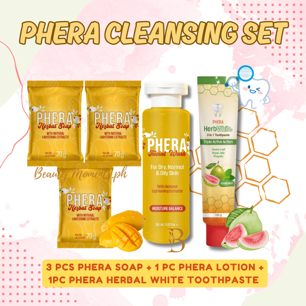PHERA CLEANSING 3 PHERA SOAP+ FACIAL WASH + TOOTHPASTE WHITENING ...