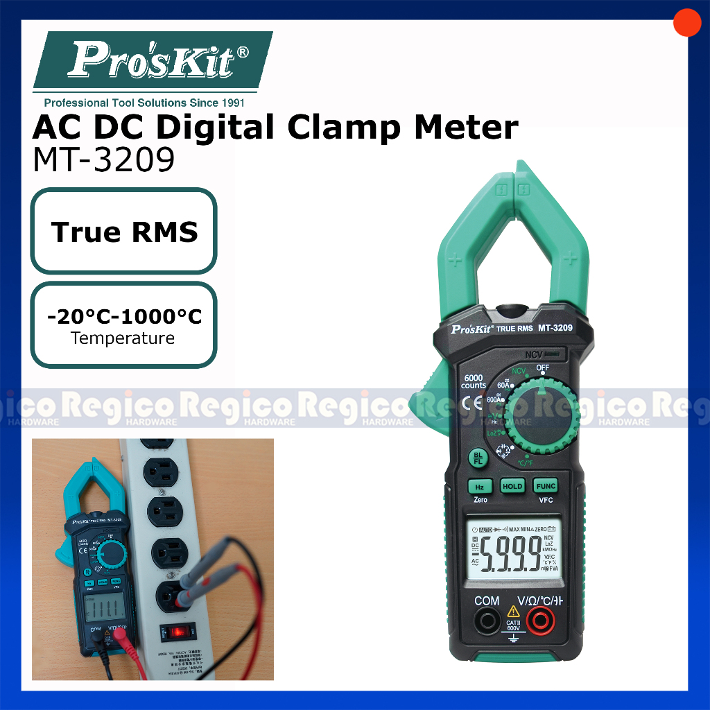 ProsKit AC DC Digital Clamp Meter MT-3209 Regico Hardware | Shopee Philippines