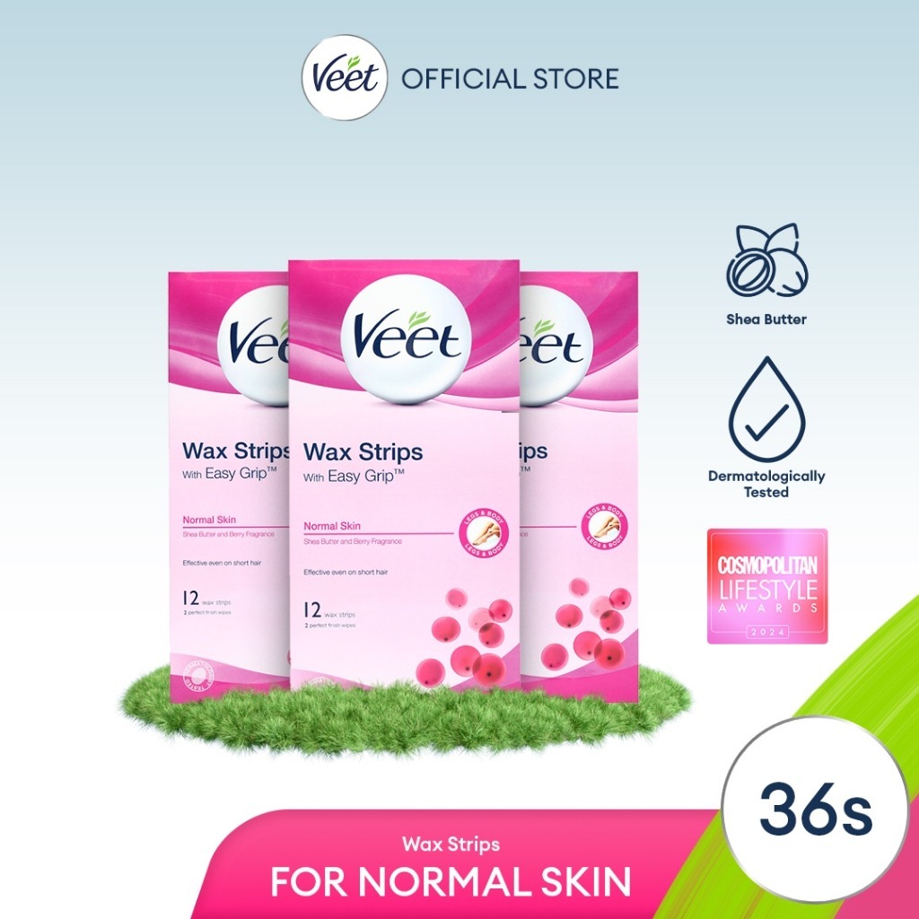 Veet Cold Wax Strips Hair Removal for Legs / Normal Skin 12's Set of 3 ...