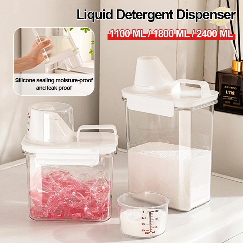 Liquid Detergent Dispenser Container Washing Powder Storage Box Sealed ...