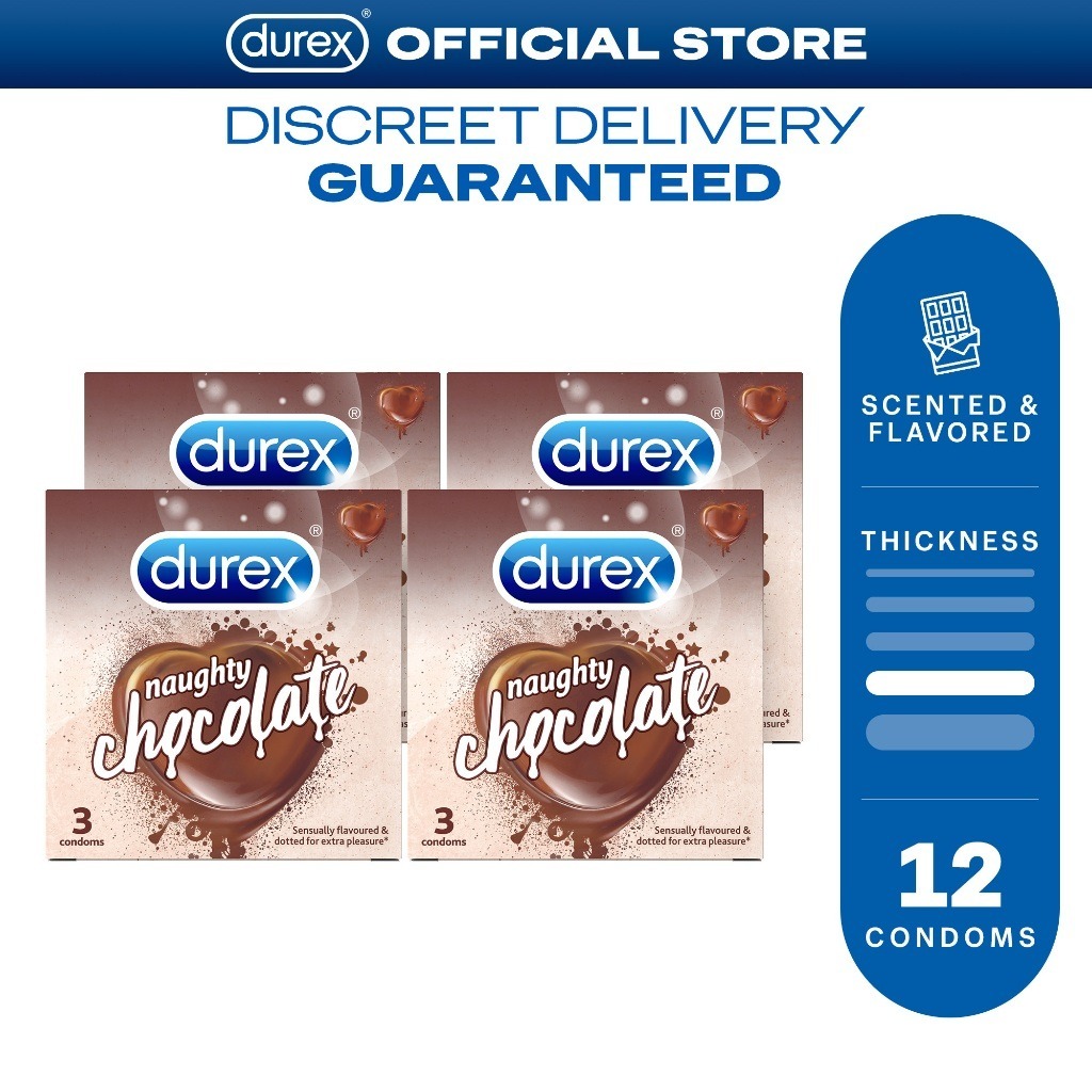 Durex Naughty Chocolate Lubricated Condoms 3s (Set of 4 - 12 Condoms) | Shopee Philippines