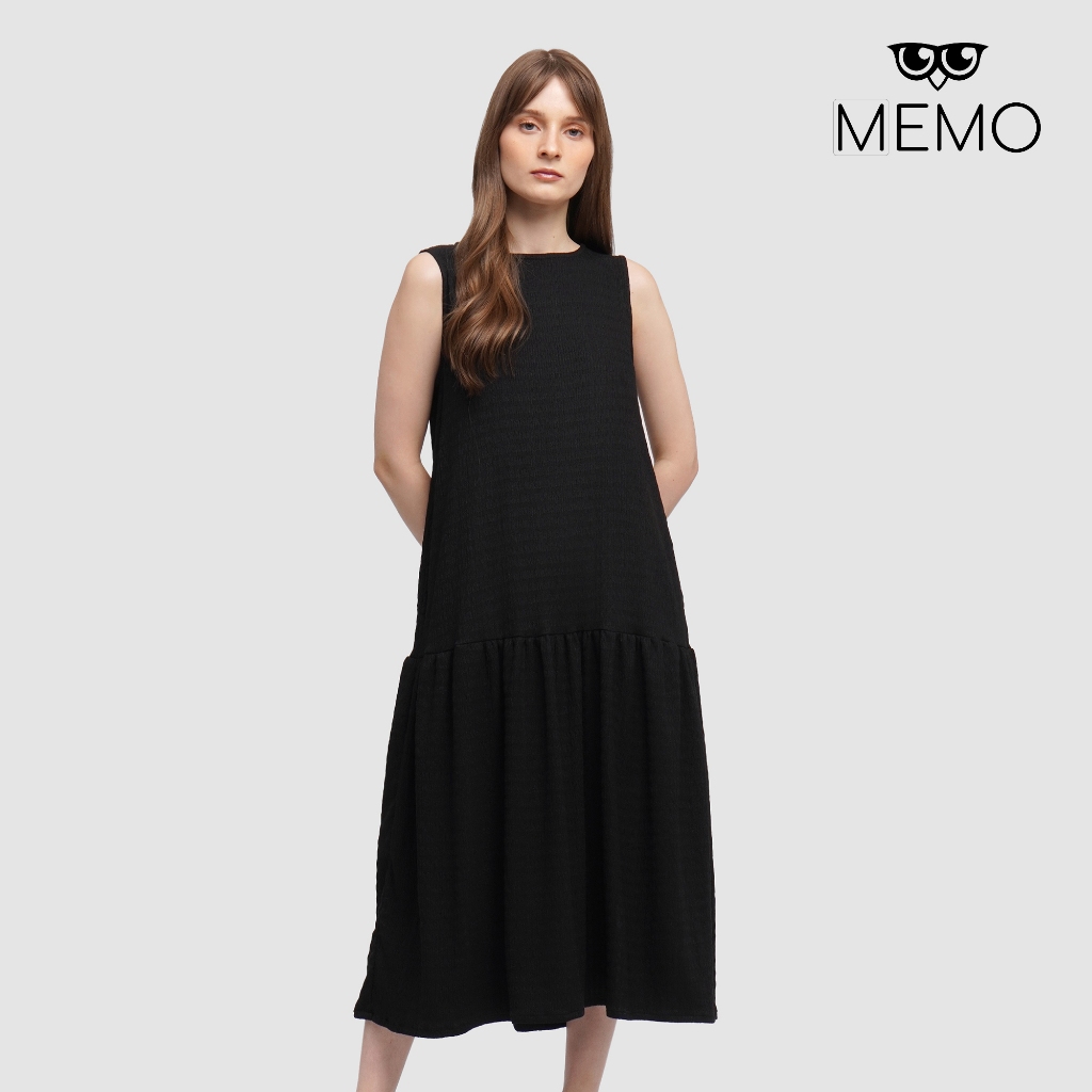 Memo Drop Waist Dress For Women (Black) | Shopee Philippines