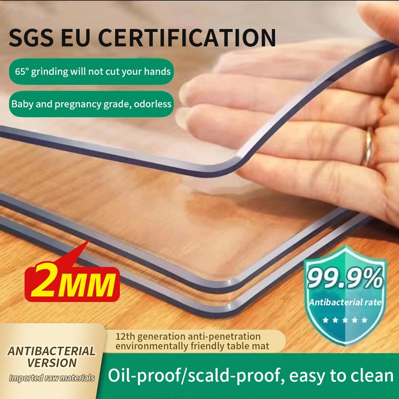 2-12 Seater Rectangular 2mm PVC Tablecloth Transparent Plastic Cover ...