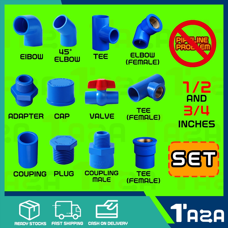 Pvc Blue Fittings 1/2" Set And 3/4'' Set Elbow,Tee,Male & Female ...