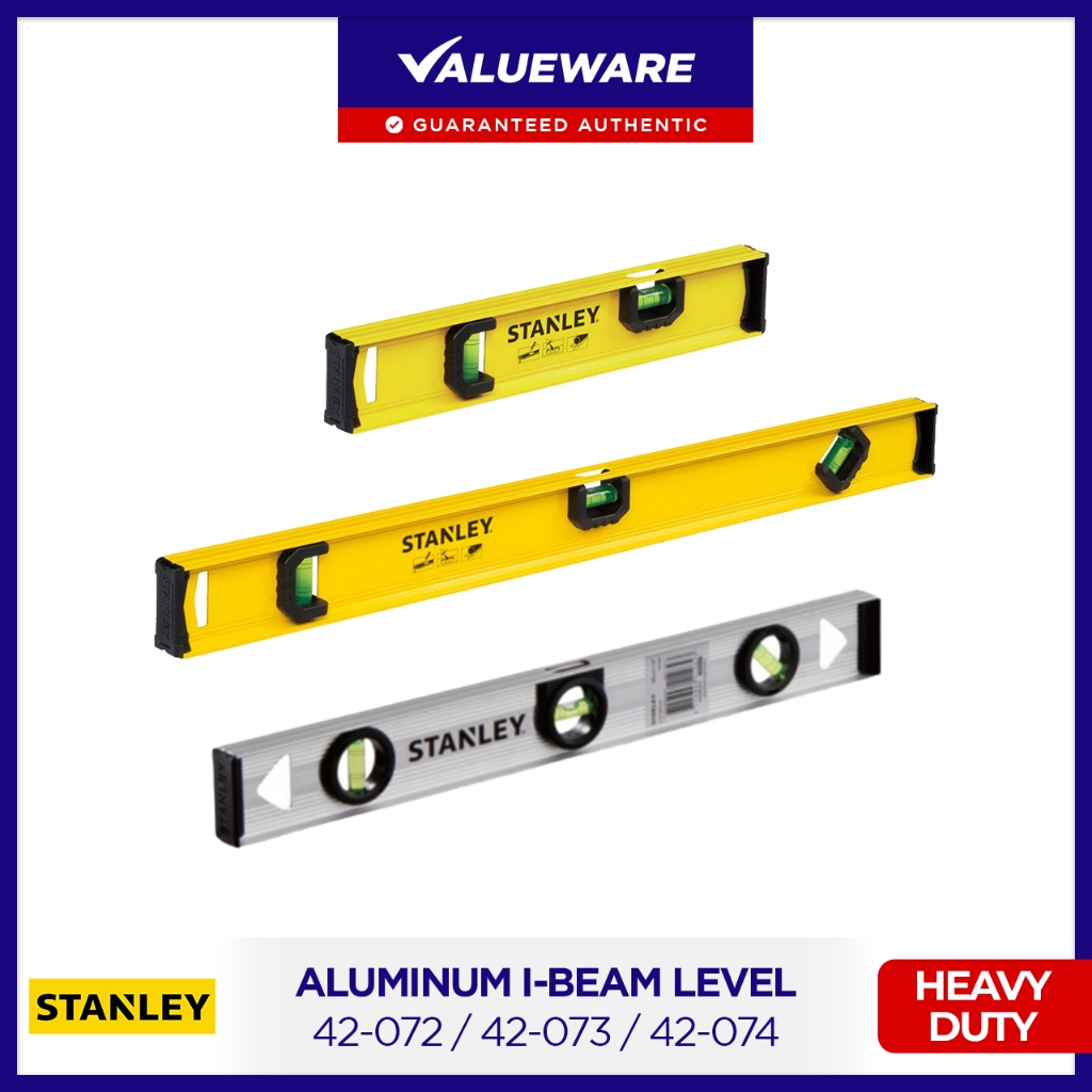 Stanley Aluminum I-Beam Level 3-Vial 2-Vial Bar | 12" / 18" / 24 ...