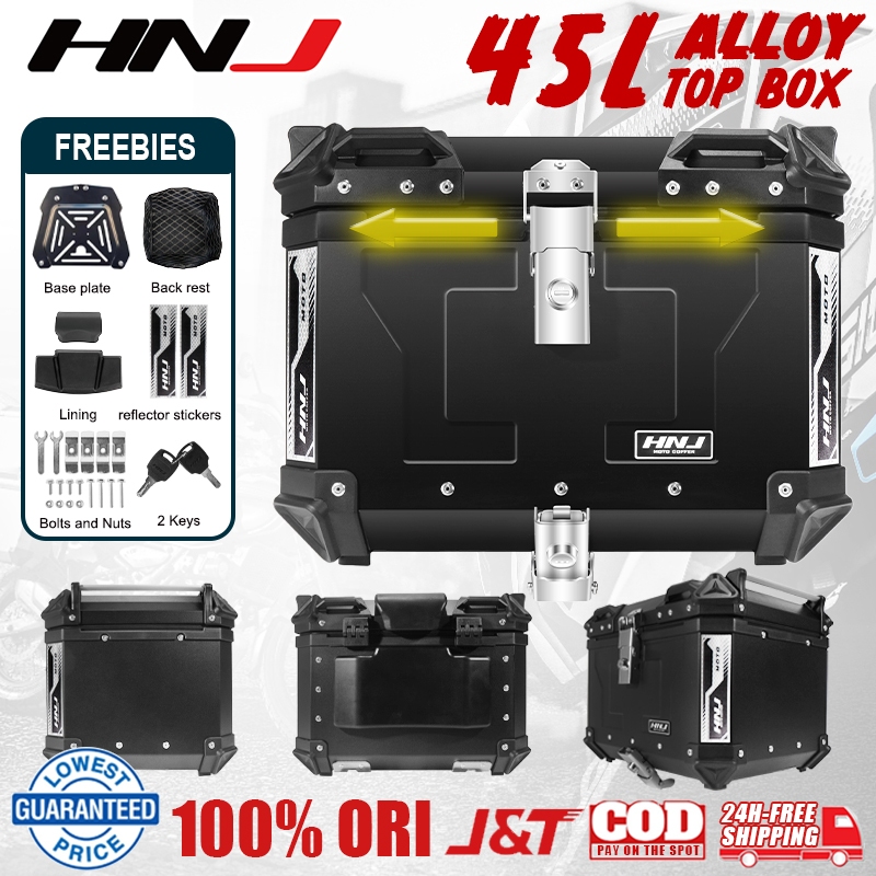 HNJ HERO Alloy Top Box For Motorcycle 45 Liters Top Box Dual Lock With ...