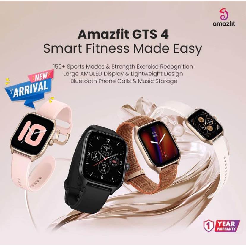 Amazfit GTS 4 Smartwatch Smart Fitness 150+ Sports Modes & Strength Exercise Recognition Dual ...