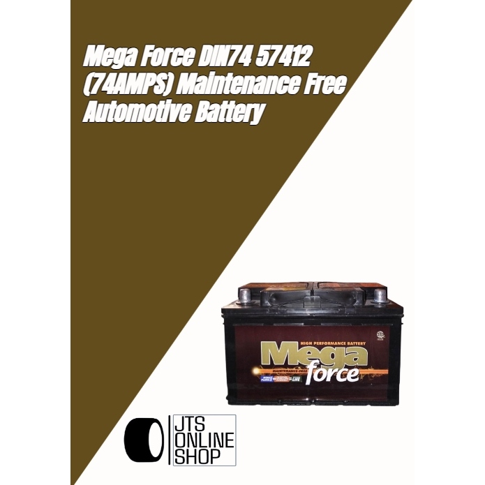 Mega Force DIN74 57412 (74AMPS) Maintenance Free Automotive Battery ...