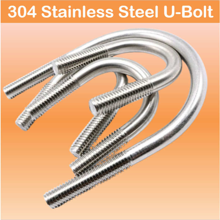 Ycaruz M6 Metric 304 Stainless Steel U-Bolts Round Bend U-Bolt Screw U ...