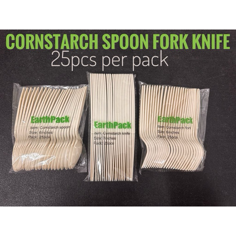 25pcs Cornstarch Spoon Fork Knife Utensils | Shopee Philippines