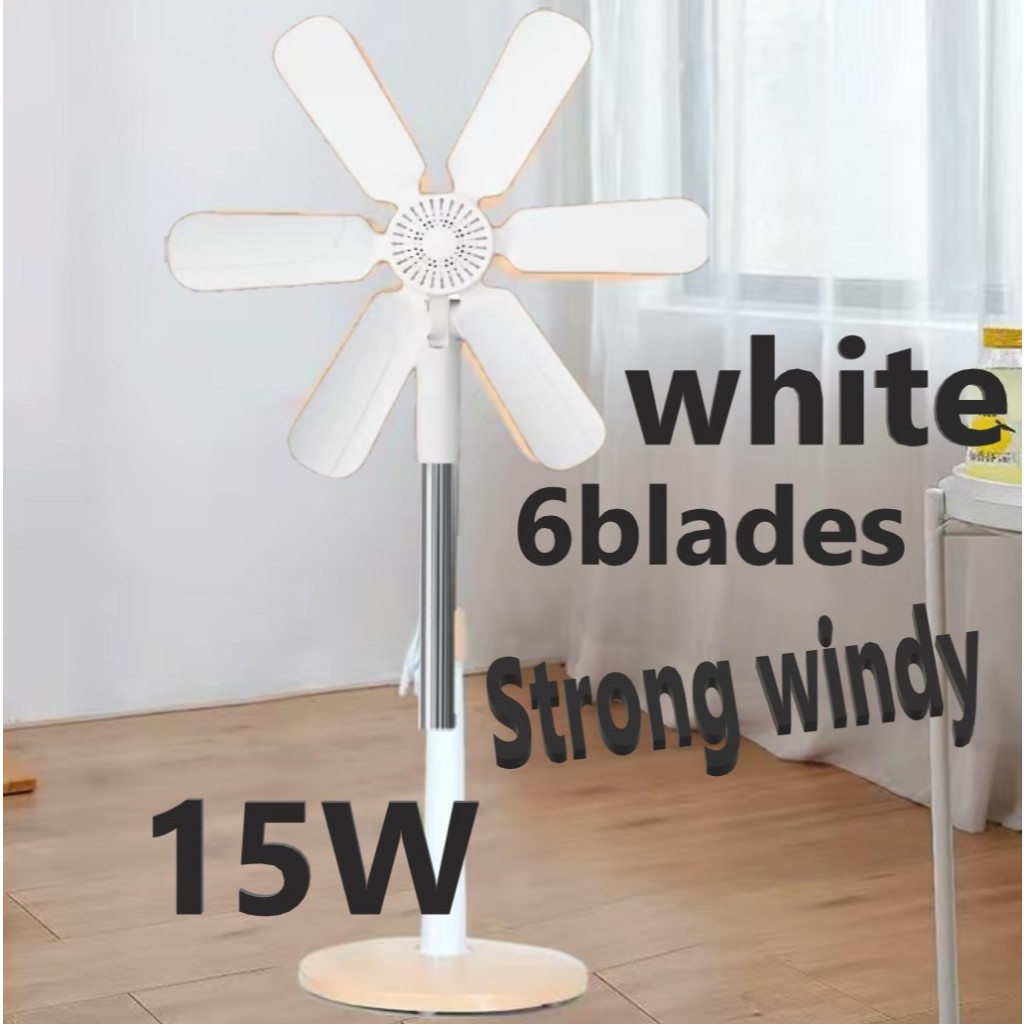 6 Blades white color Stand Fan Big Wind Portable Electric Fan ...
