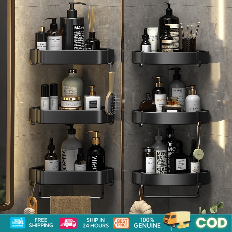 Punch-Free Bathroom Organizer Shower Rack Self-draining Storage corner ...