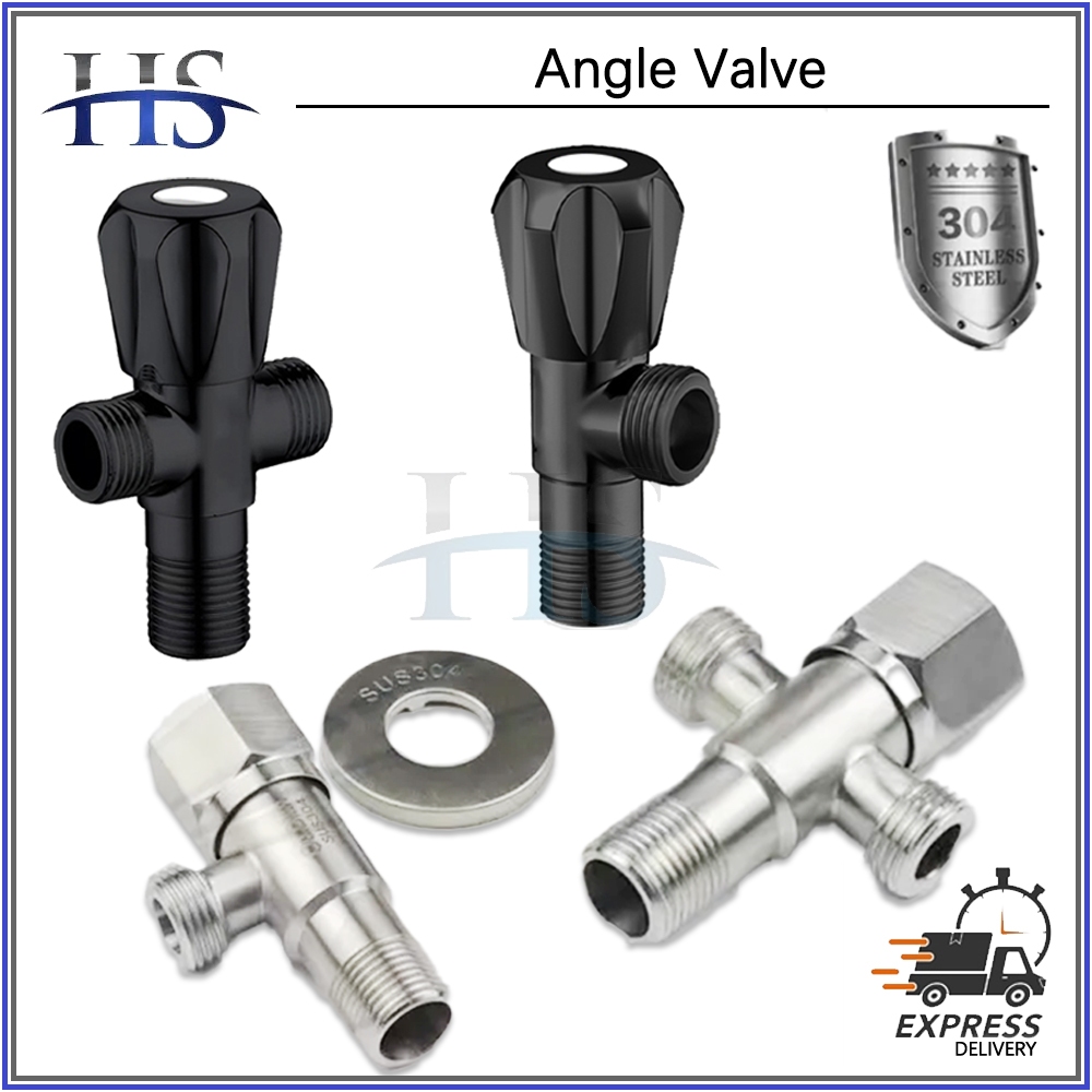 RCG SUS304 Stainless Steel One Way Angle Valve 1/2" Angle Valve With Ring Cover For Faucet ...