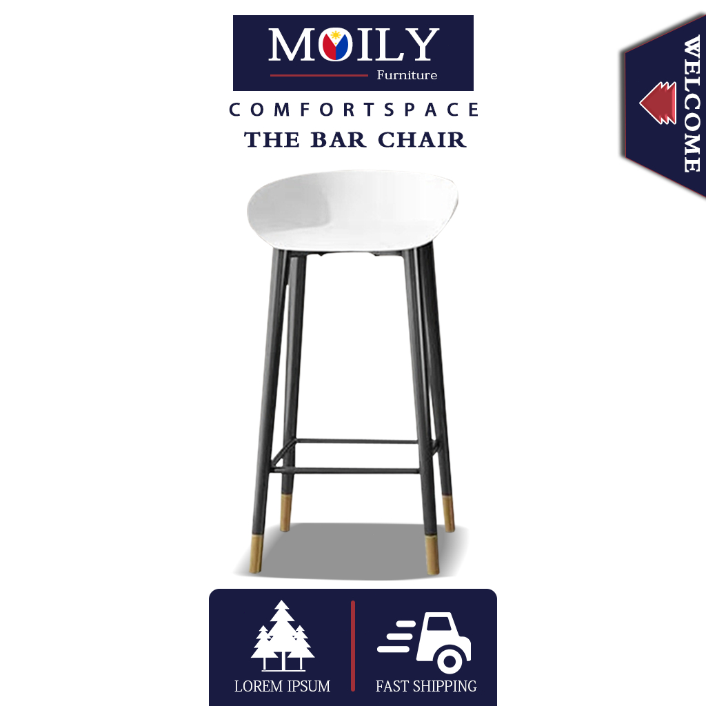 （COD）Nordic luxury bar stools, backrest high footed stools, front desk ...