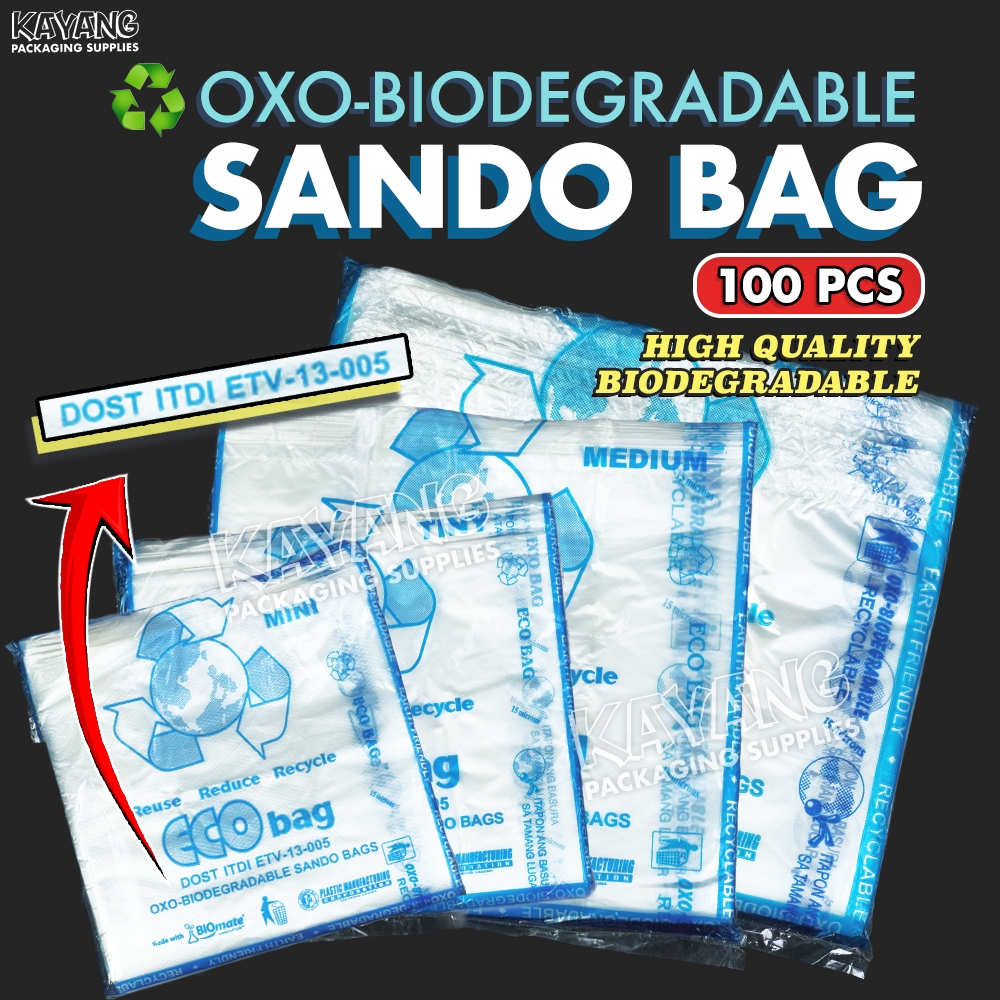[100pcs] Eco Bag Biodegradable Sando Bags, Transparent Plastic Bags, 15 ...
