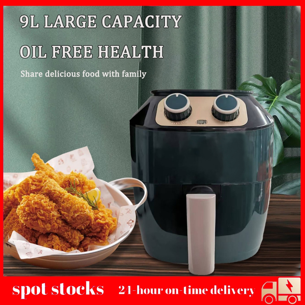 9L Air Fryer 1500W Electric Fryer Oil Free Non Stick Pan Knob Control ...