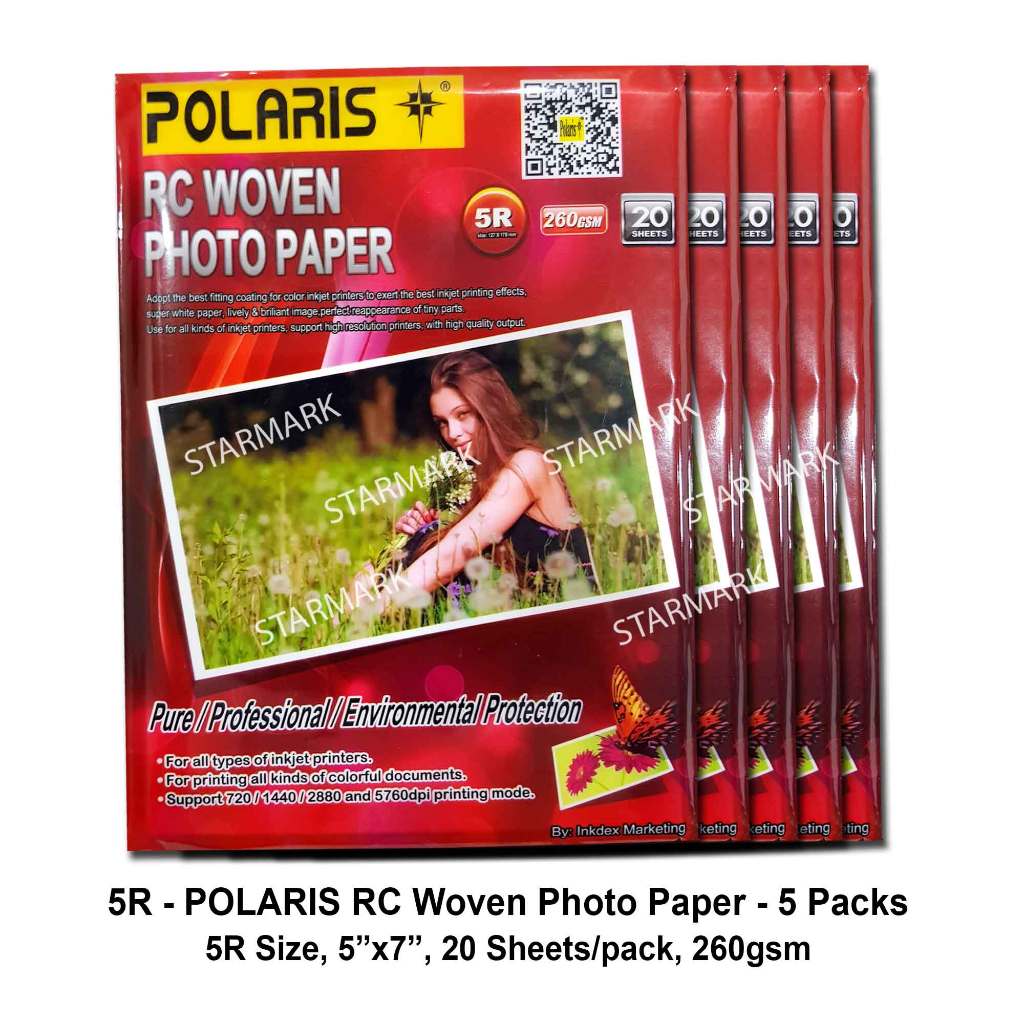 Polaris RC Woven Photo Paper Papers - 5R Size, 5x7 inches, 20 Sheets ...