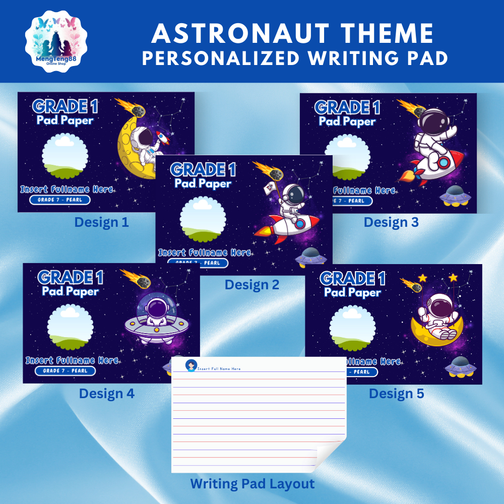 Astronaut Theme Grade 1-3 Writing Pad Paper (Personalized) | Shopee ...