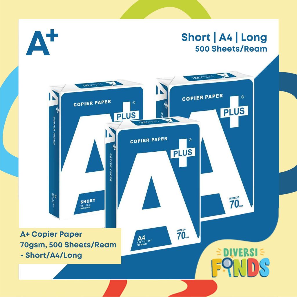 1 Ream or 500 Sheets Aplus Copy Paper Sub 20/ 70 gsm Short, A4, Long ...