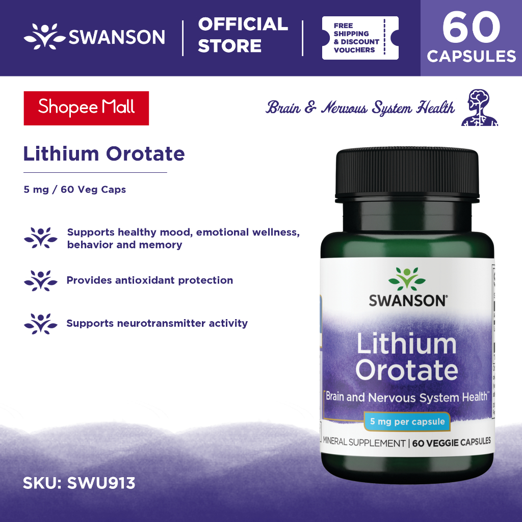 Swanson Lithium Orotate 5 mg 60 caps | OFFICIAL STORE | Shopee Philippines