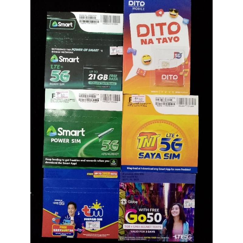 TALK N TEXT / SMART LTE (5G)/ SMART POWER SIM /DITO/GLOBE LTE(5G)/TM ...