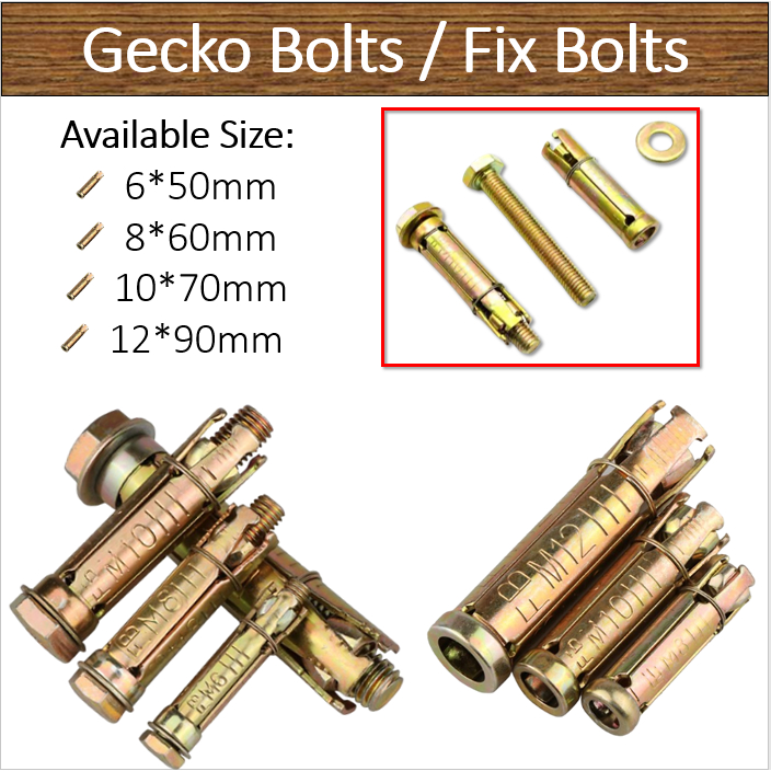 Builders Choice Gecko Bolts 6-8-10-12mm Gecko Bolts / Fix Bolts Heavy ...