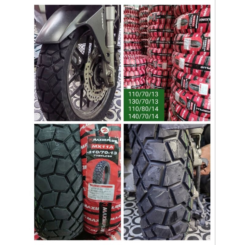 MAXIMPLUS MX11A TIRE TUBELESS110/70/13 130/70/13 110/80/14 140/70/14 ...