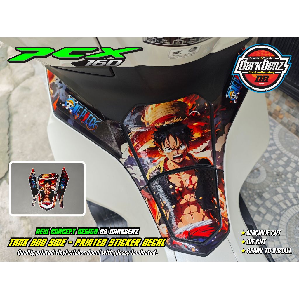 Honda PCX 160 New Luffy Concept Tank & Side Printed Vinyl Sticker ...