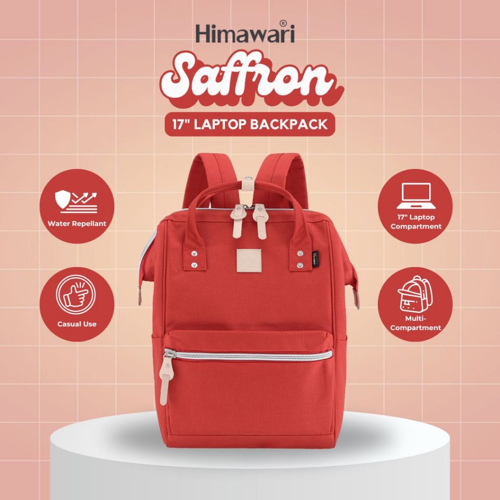 Himawari Saffron 17 Laptop Backpack (1882-07) Red | Shopee Philippines
