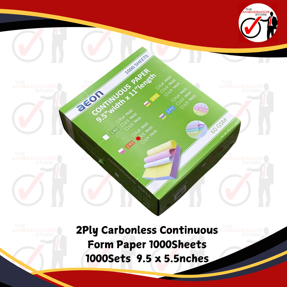 AEON 2Ply Carbonless Continuous Computer Form 60gsm 1Half 1000Sheets 9. ...
