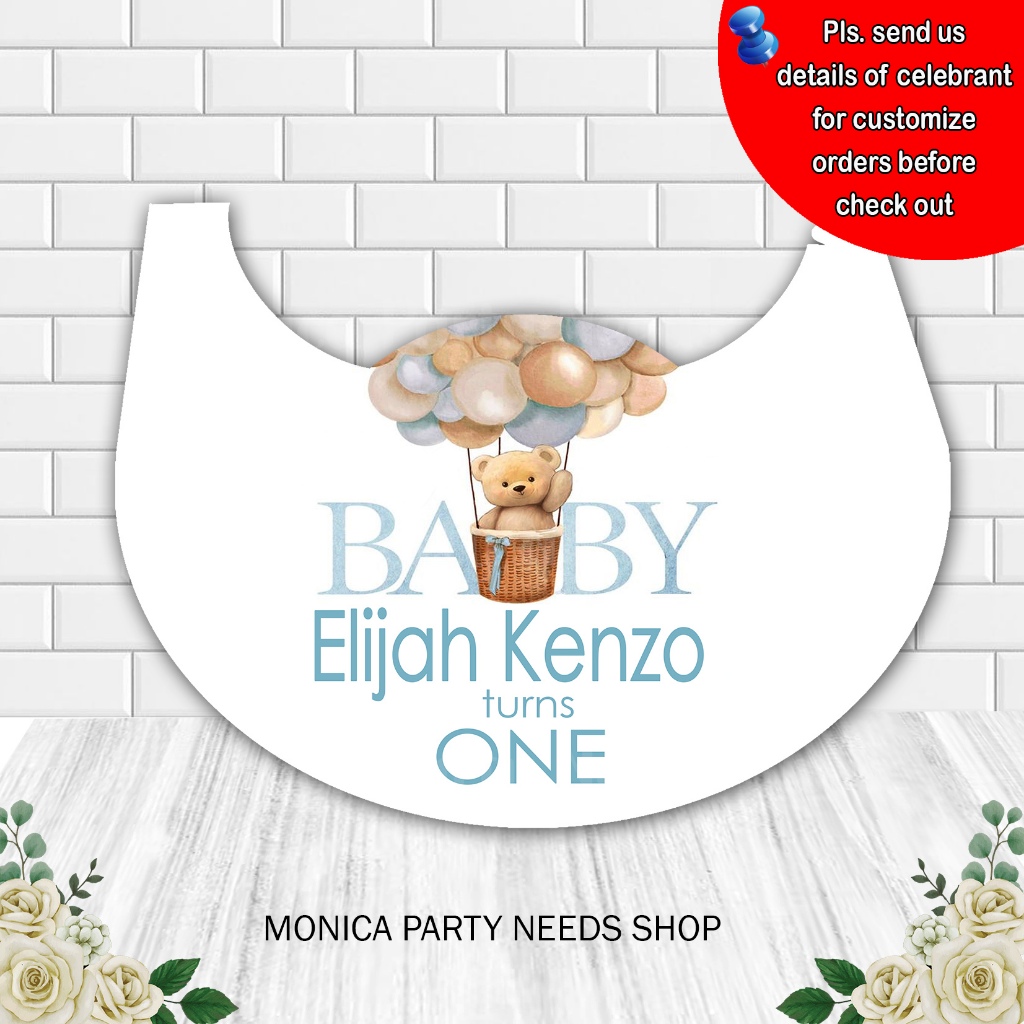 Bear d3 free customized name and age party hats | Shopee Philippines