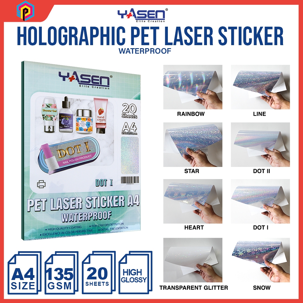 Printable Holographic PET Laser Sticker Paper | 20 Sheets | A4 Size ...