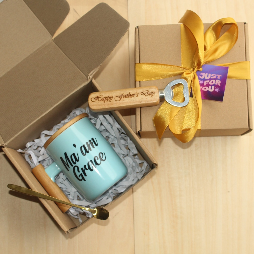 Personalized Engraved Nordic Mug 350ml with Bamboo Lid & Handle & Spoon ...