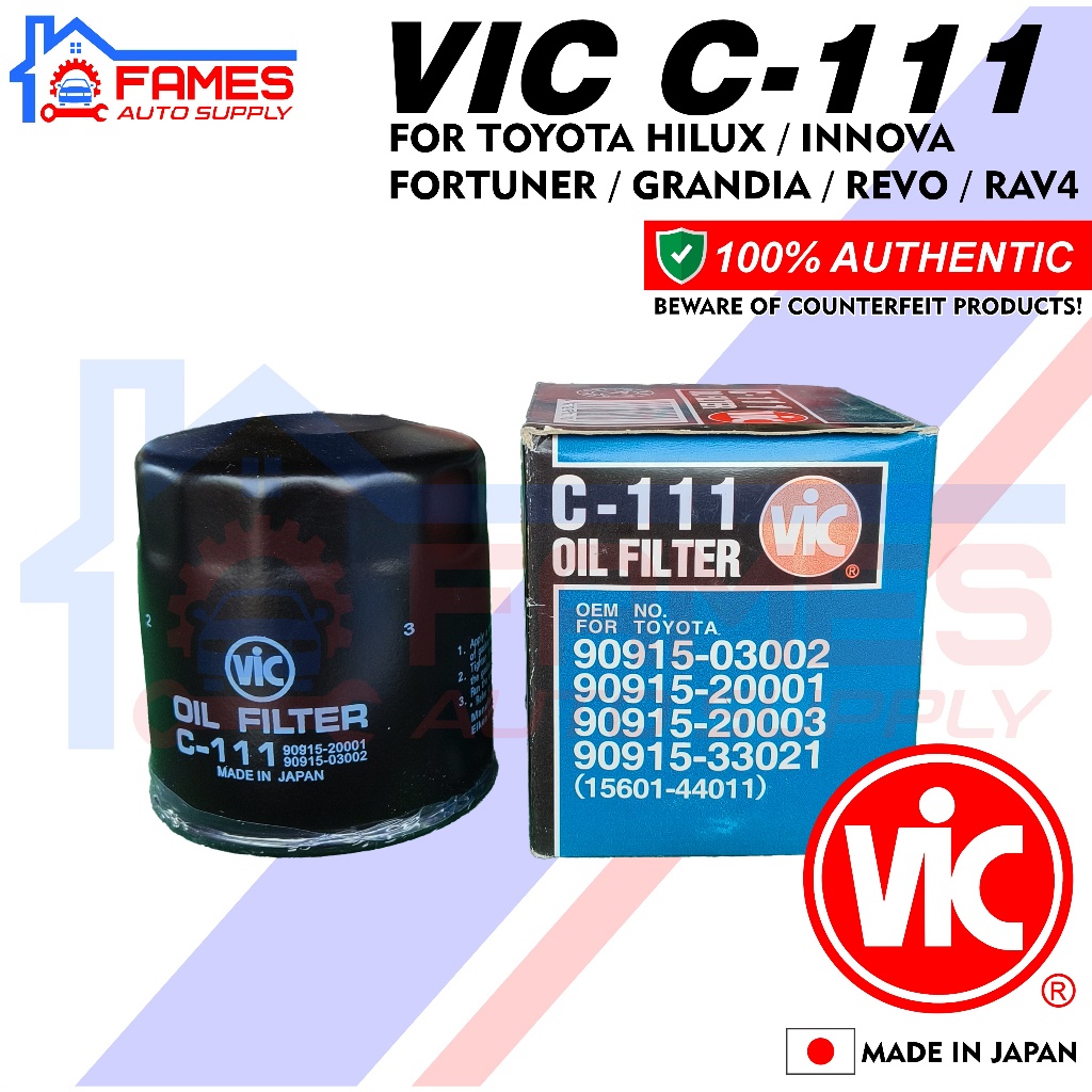 Original Vic Japan C-111 Oil Filter for Hilux Innova Fortuner Hiace ...